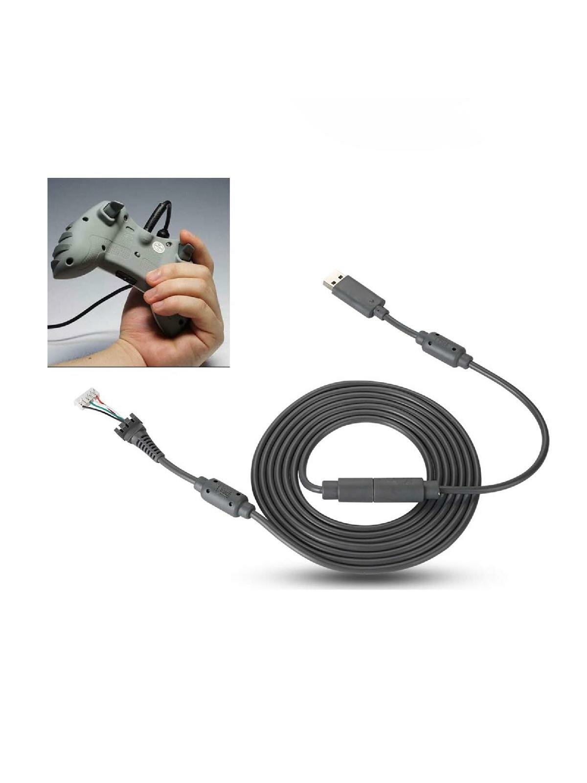 Кабель для проводной ручки Xbox360 с адаптером черного цвета