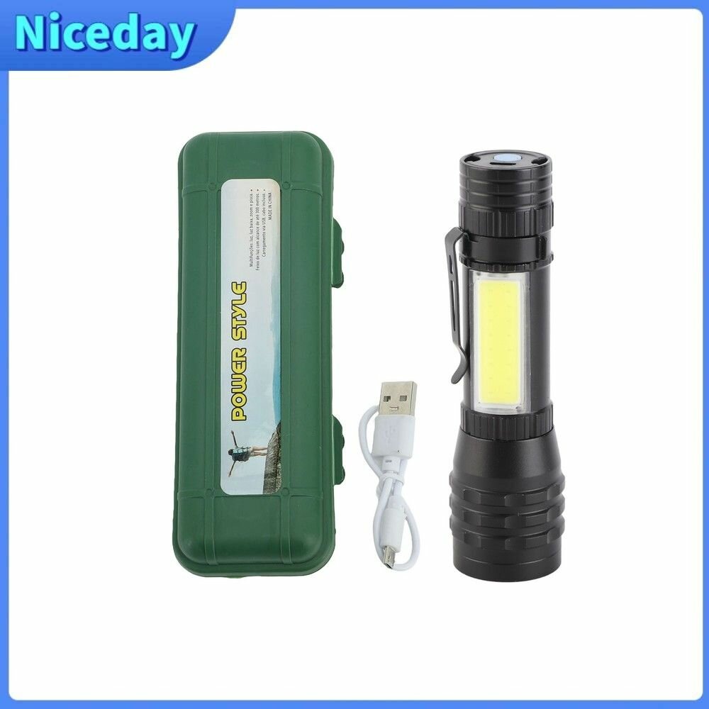 Перезаряжаемый фонарик, 4 режима, металлический, высокой яркости, с боковой подсветкой, для кемпинга