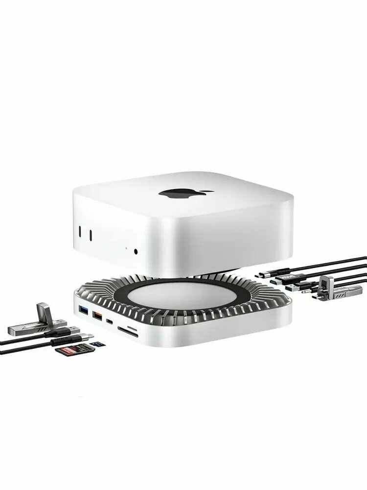 Док-станция Mac Mini M4, алюминиевая подставка и концентратор HDMI для Mac Mini M4/Pro 2024 с корпусом M.2 NVMe/SATA SSD, HDMI 4K60 Гц