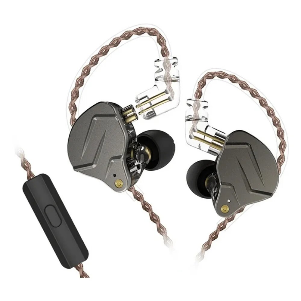 Наушники KZ ZSN Pro with mith, гибридные, проводные, внутриканальные, grey