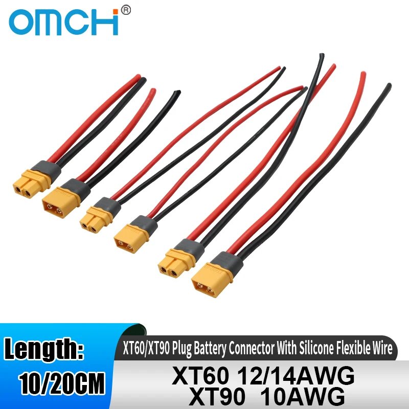 OMCH XT60 Male+Female Разъем для аккумулятора, 20см, 12AWG — фото 1