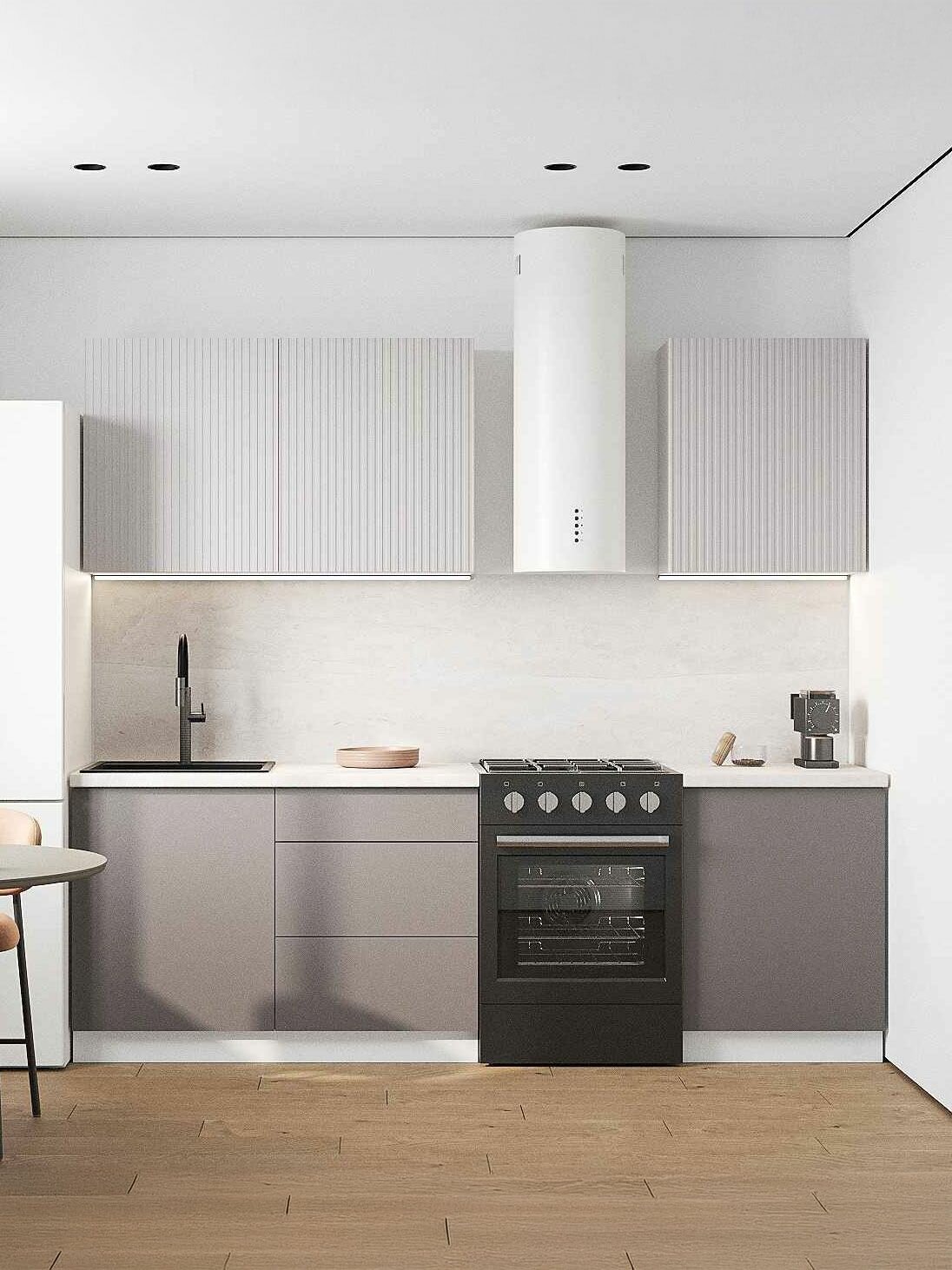 Кухонный гарнитур Комби 1.8 м, мебель для дома и кухни, Белый / Нео / Грей