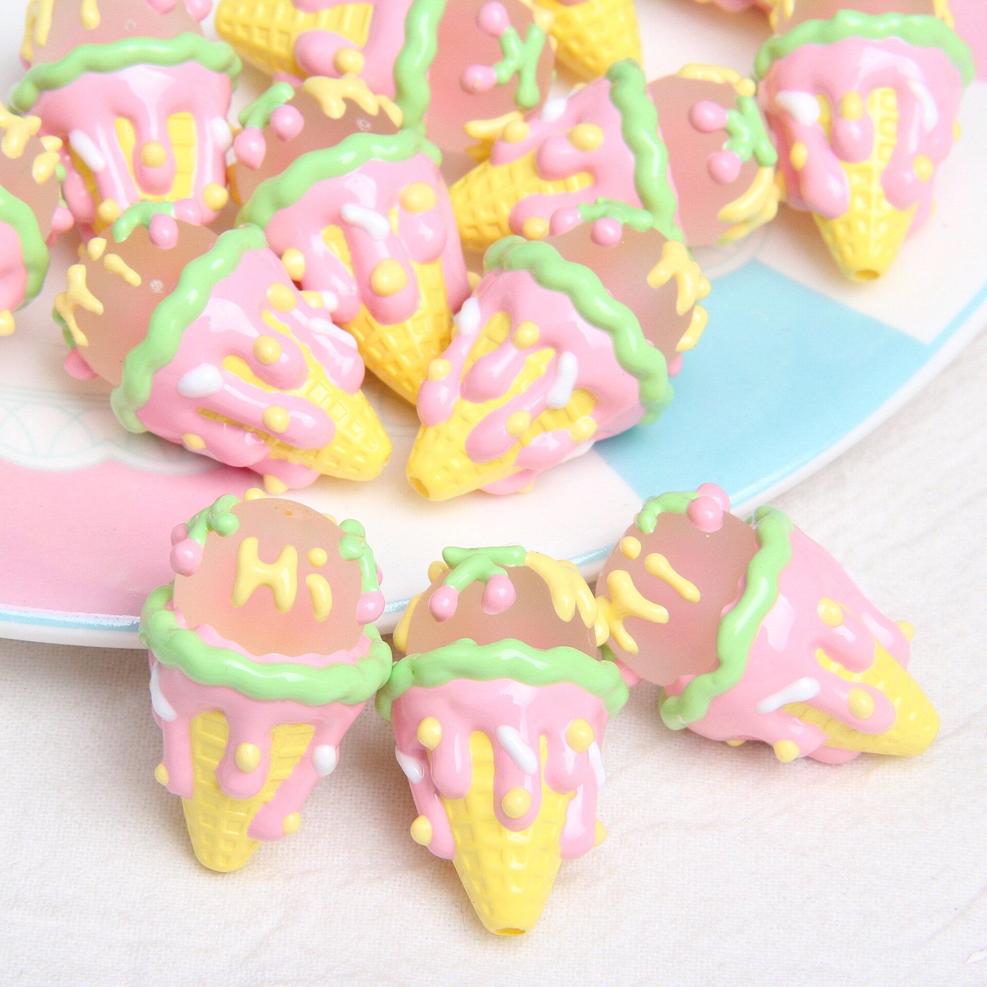 Тяжелые масляные ручной работы бусины для мороженого, акриловые ручной работы бусины, DIY свободные бусины, цепочка для телефона, подвеска для автомобиля, DIY бисерные аксессуары