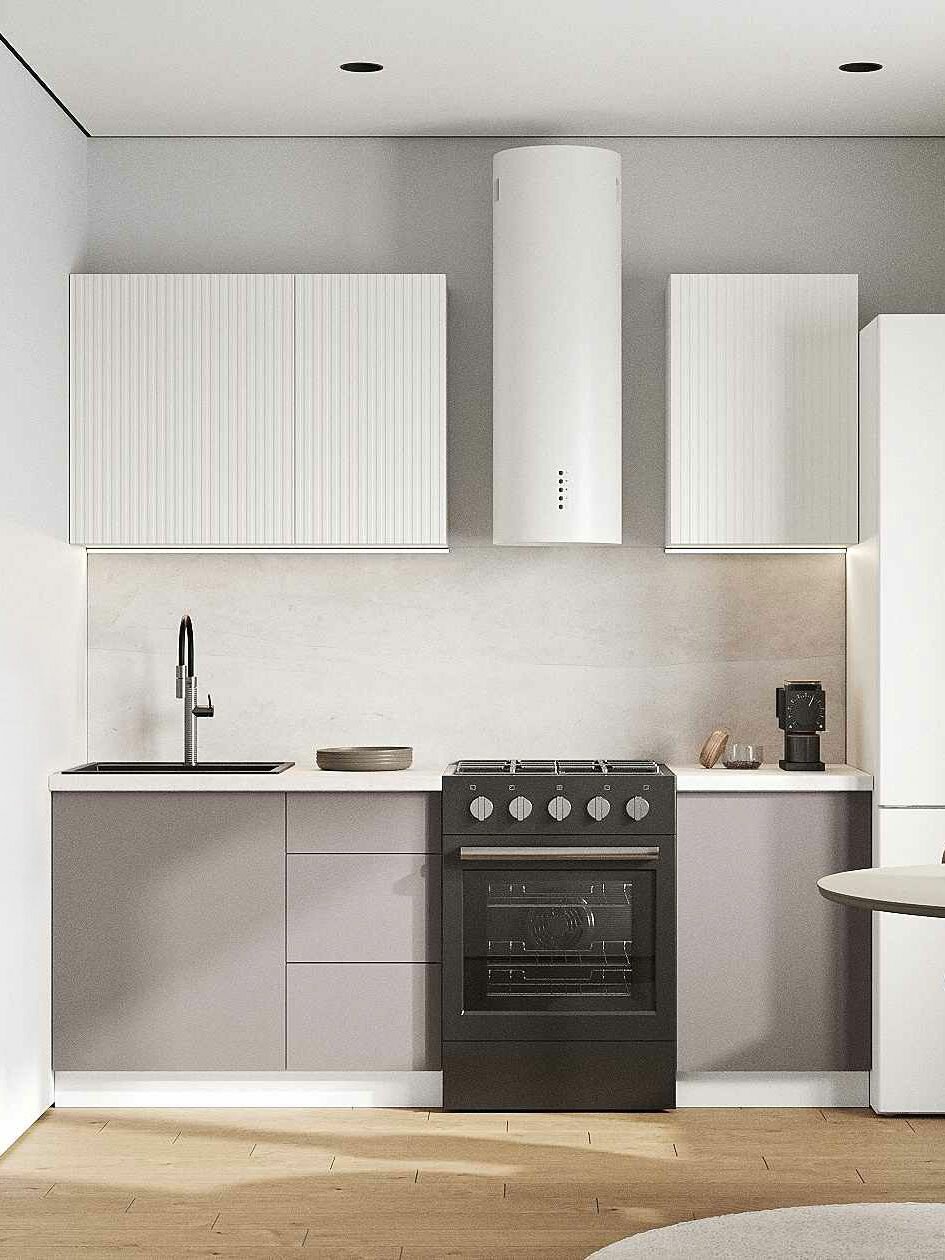 Кухонный гарнитур Комби 1.5 м, мебель для дома и кухни, Белый / Бланж / Грей