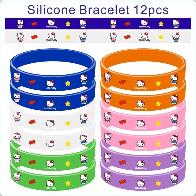 Товары для дня рождения в стиле Hello Kitty: украшения, подарочные штампы, браслеты «Пат-а-бу», временные наклейки, наполнитель для детских подарочных пакетов.