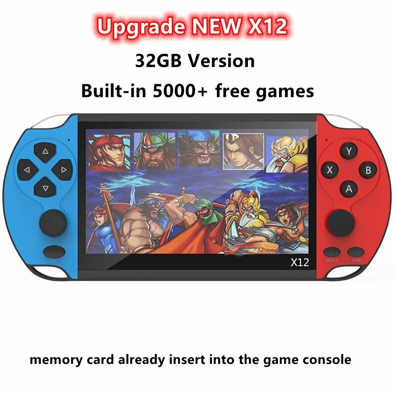 Портативная игровая приставка X12 5 дюймов 8+32 ГБ 2000 игр X12 Red Blue 32G