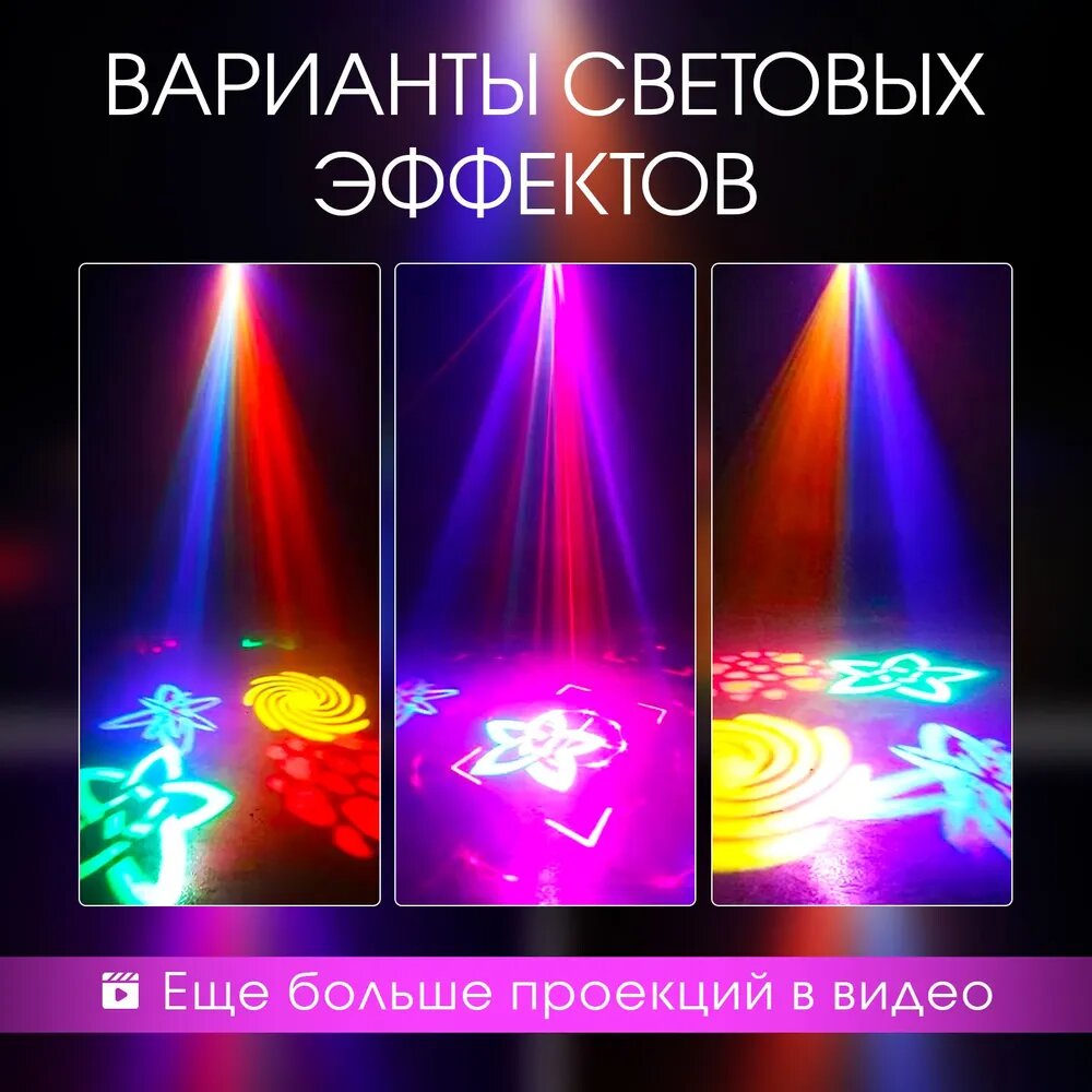 Лазерный проектор для вечеринки, светодиодный светильник с пультом ДУ, черно-серый — фото 1