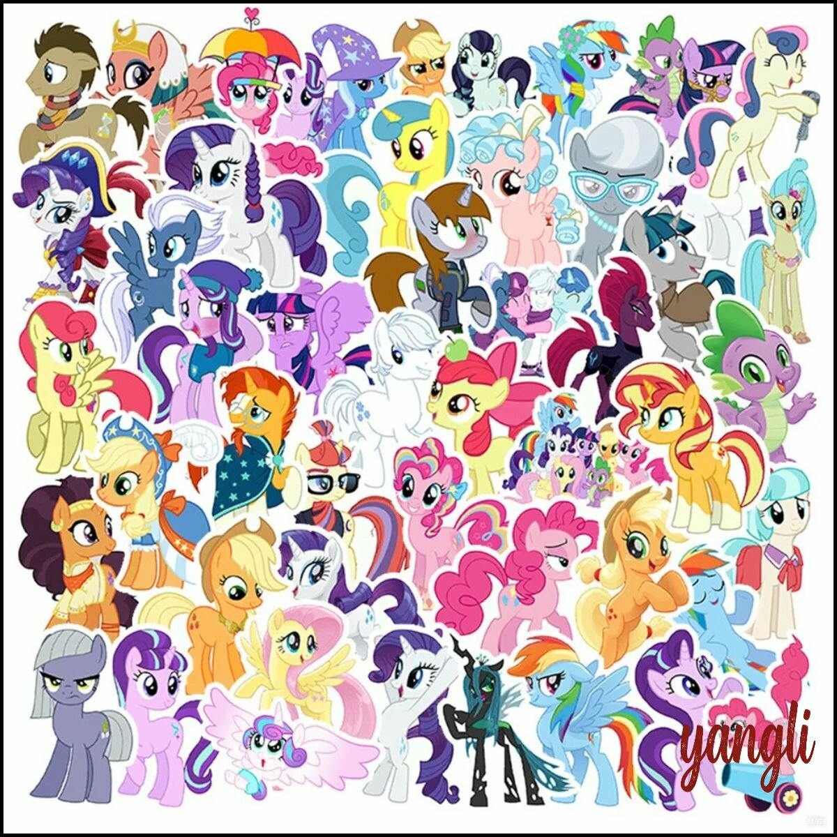 50 шт. Наклейки Пони Водостойкие виниловые наклейки для ноутбука и бутылки воды