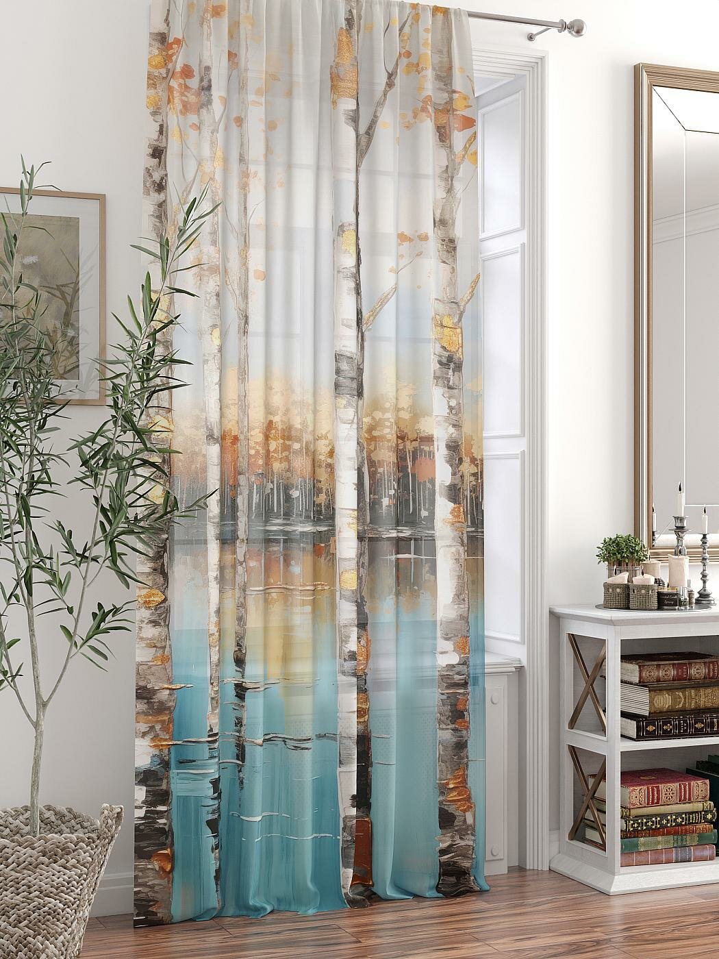 Штора для спальни и гостиной готовая 150x270 см с рисунком (946012-270)