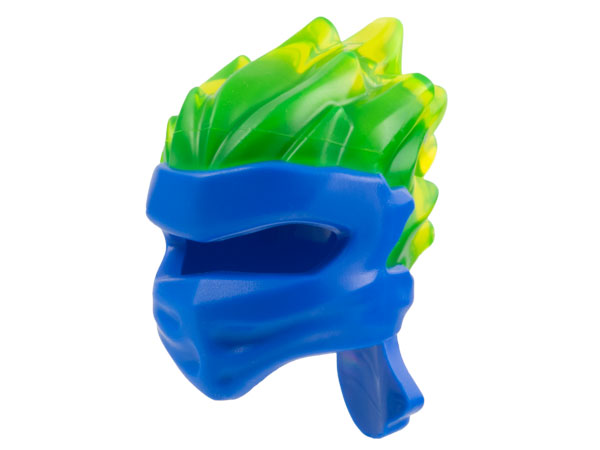 Minifigure, Headgear Ninjago Wrap Type 5 with Molded Trans-Neon Green Flames Pattern, 41163pb04 Blue U
