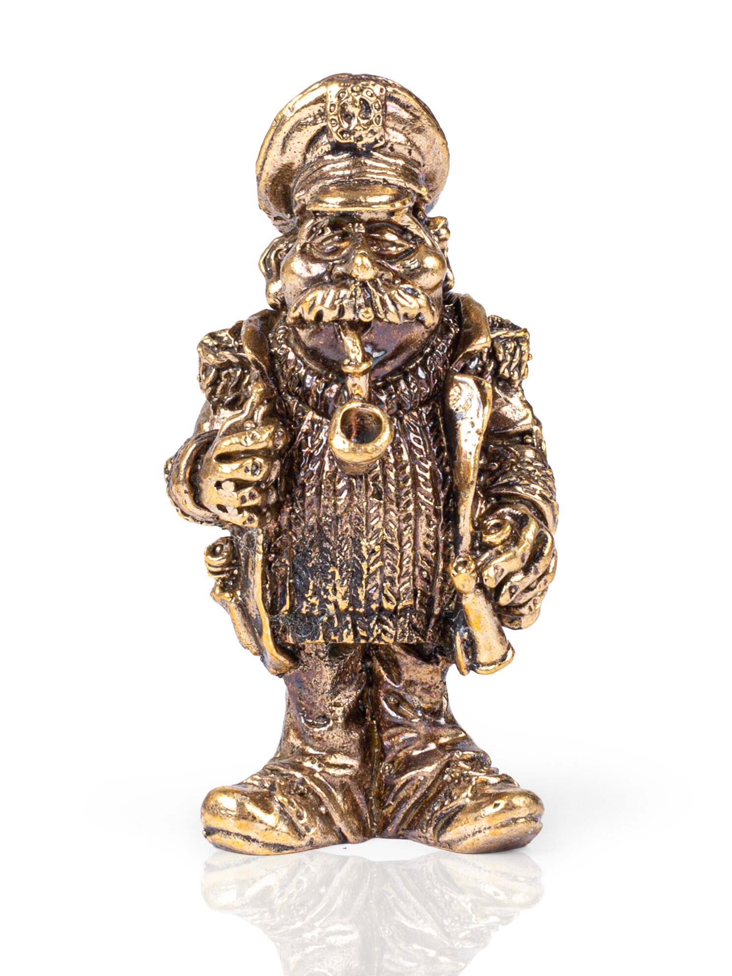 Капитан в фуражке с трубкой морской волк статуэтка латунная декоративная