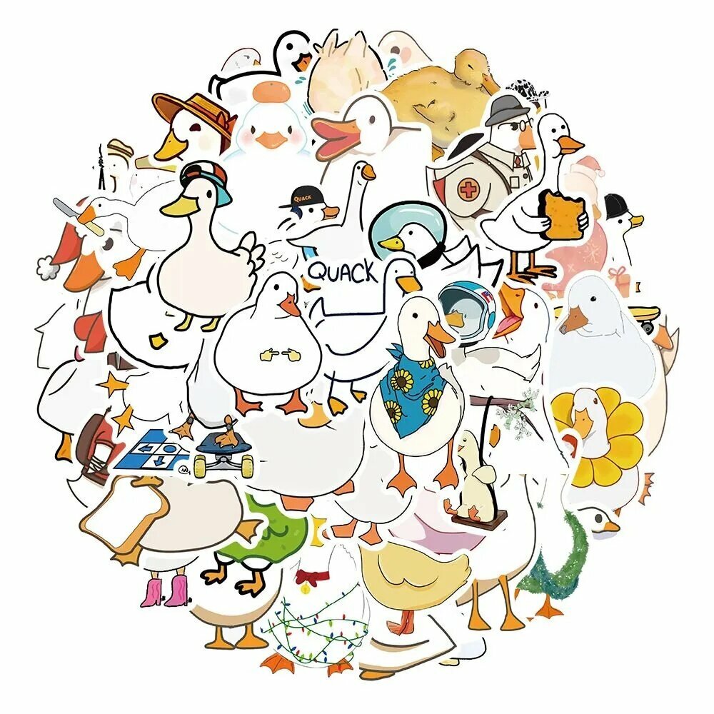 Наклейки "Гуси" 50 шт. в наборе. Стикерпак с гусями. Стикеры на телефон и ноутбук, для ежедневника