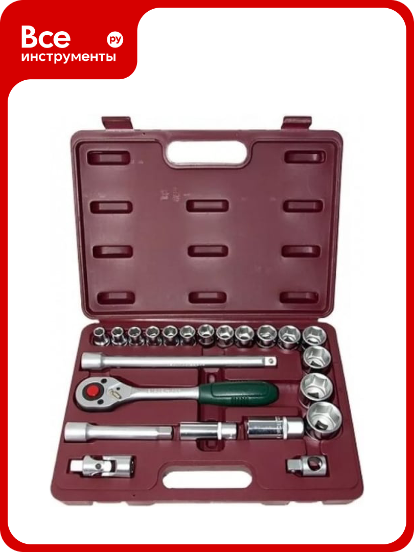 Набор головок FORCE SF 10-32мм, с приспособлениями. в кейсе 22 пр. 4223-7