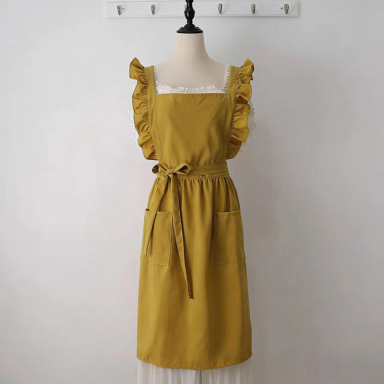 Флористика Домашний Кафе Арт Студент Цветочный Магазин Фартук с рюшами Льняной Однотонный Интернет Знаменитость Художественный Пасторальный Фартук