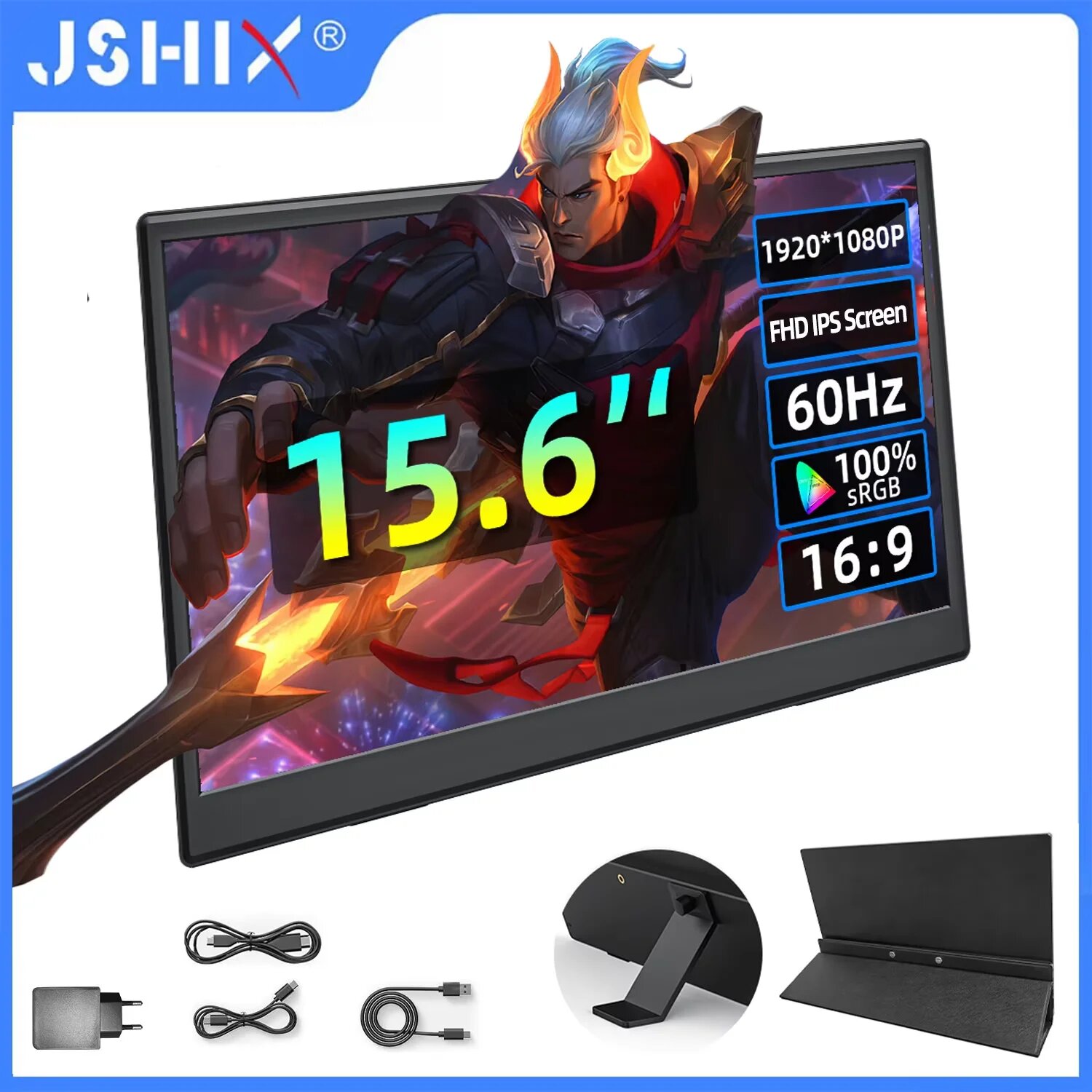 JSHIX 14/15.6-дюймовый портативный монитор 1080P 15.6 Inch Dual USB