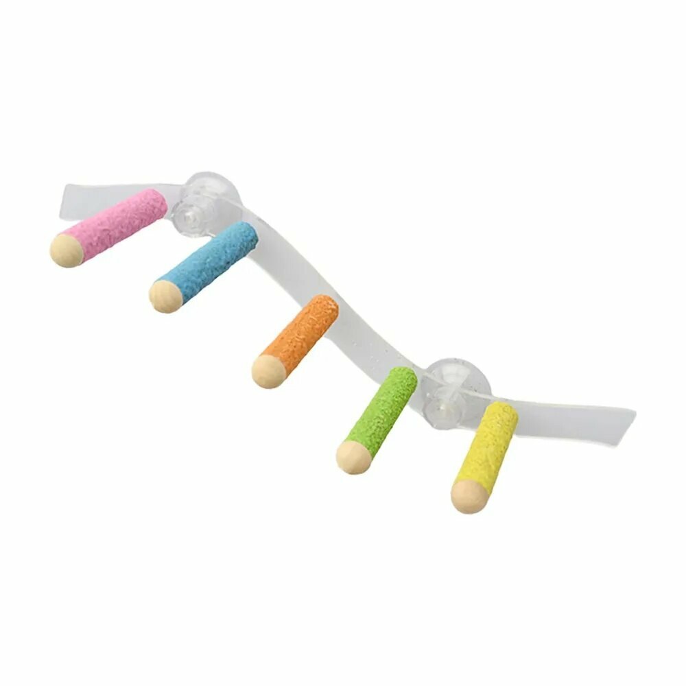 Жердочка-присада для попугаев на присосках, деревянная, для окна и душа, универсальная