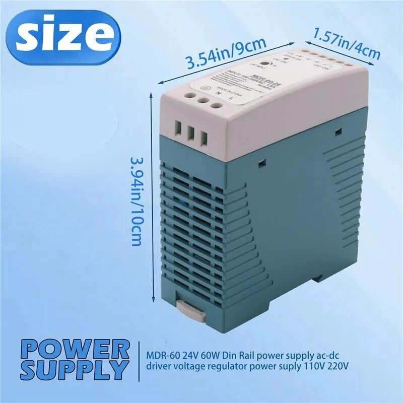 MDR-60 24 В 60 Вт Din Rail блок питания драйвер переменного тока-постоянного тока регулятор напряжения питания 110 В 220 В
