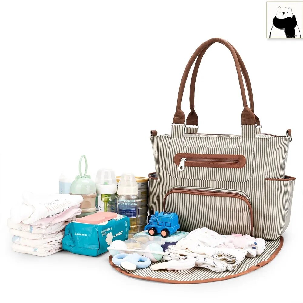 Diaper bag Сумка органайзер для коляски и мамы с термокарманами, Большая емкость