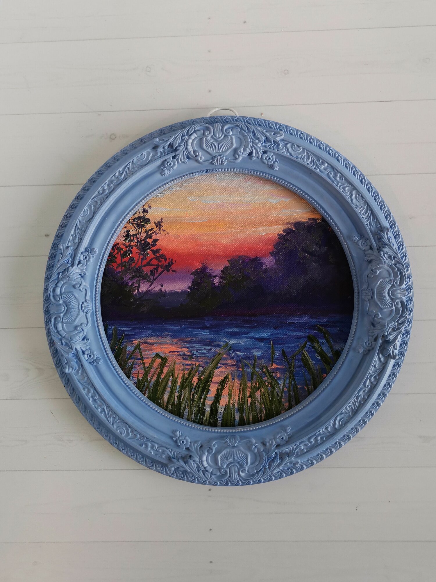 Картина маслом БрусникаАрт круглая Пейзаж