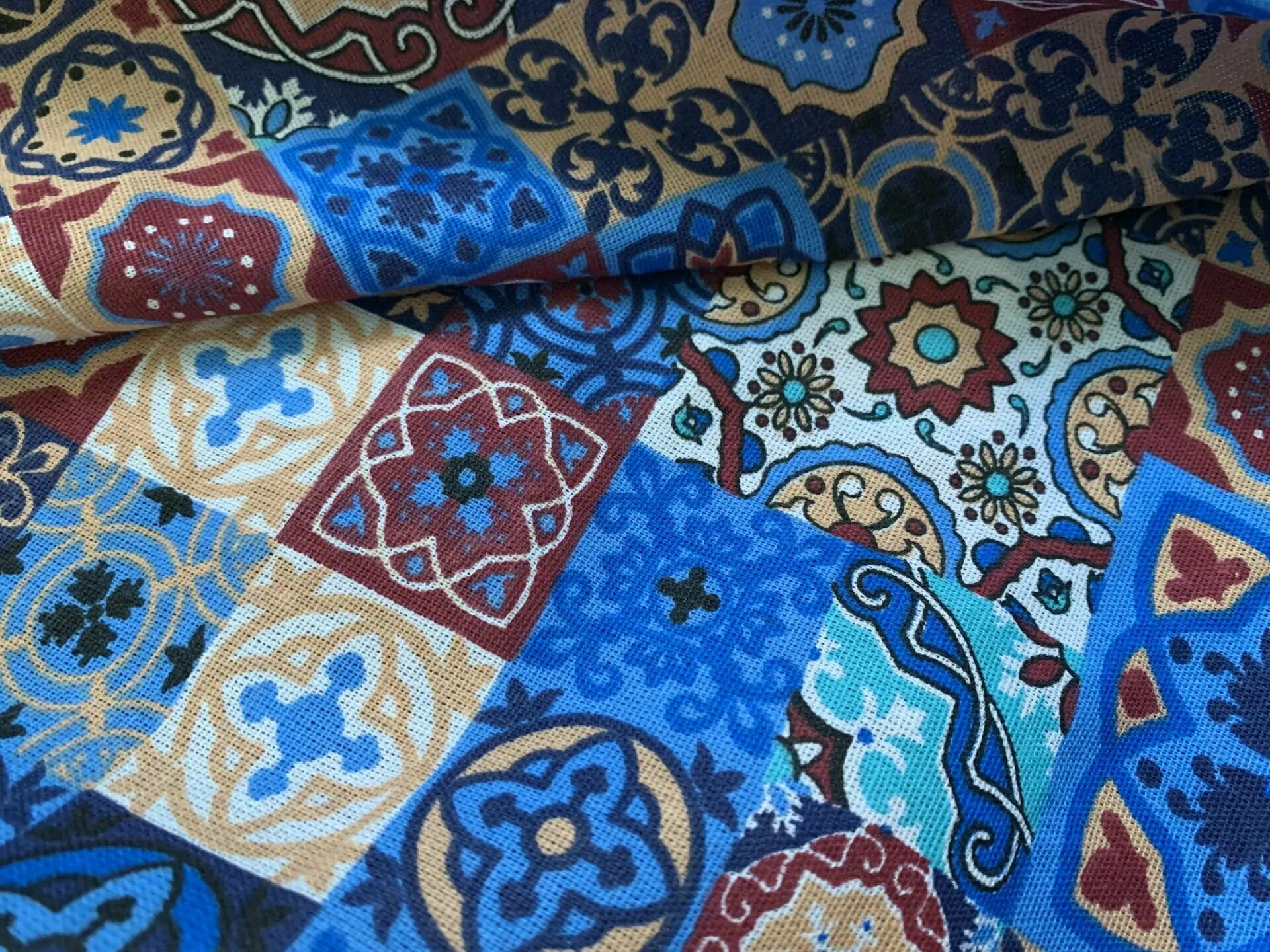 Ткань для шитья и рукоделия, Бязь, 100% хлопок, 1,5x0.5 м. синий пэчворк