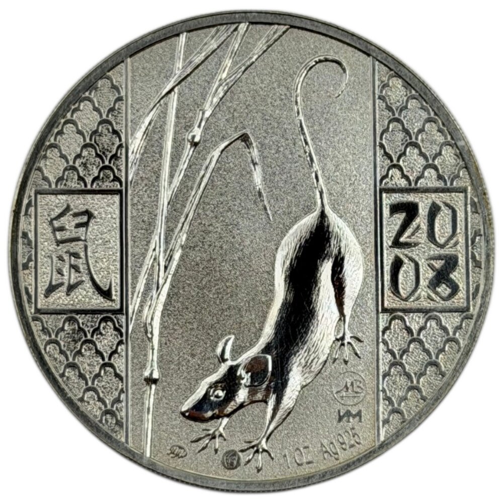 Россия, монетовидный жетон 1 денга 2008 г. (Китайский гороскоп - Год крысы) (Proof)
