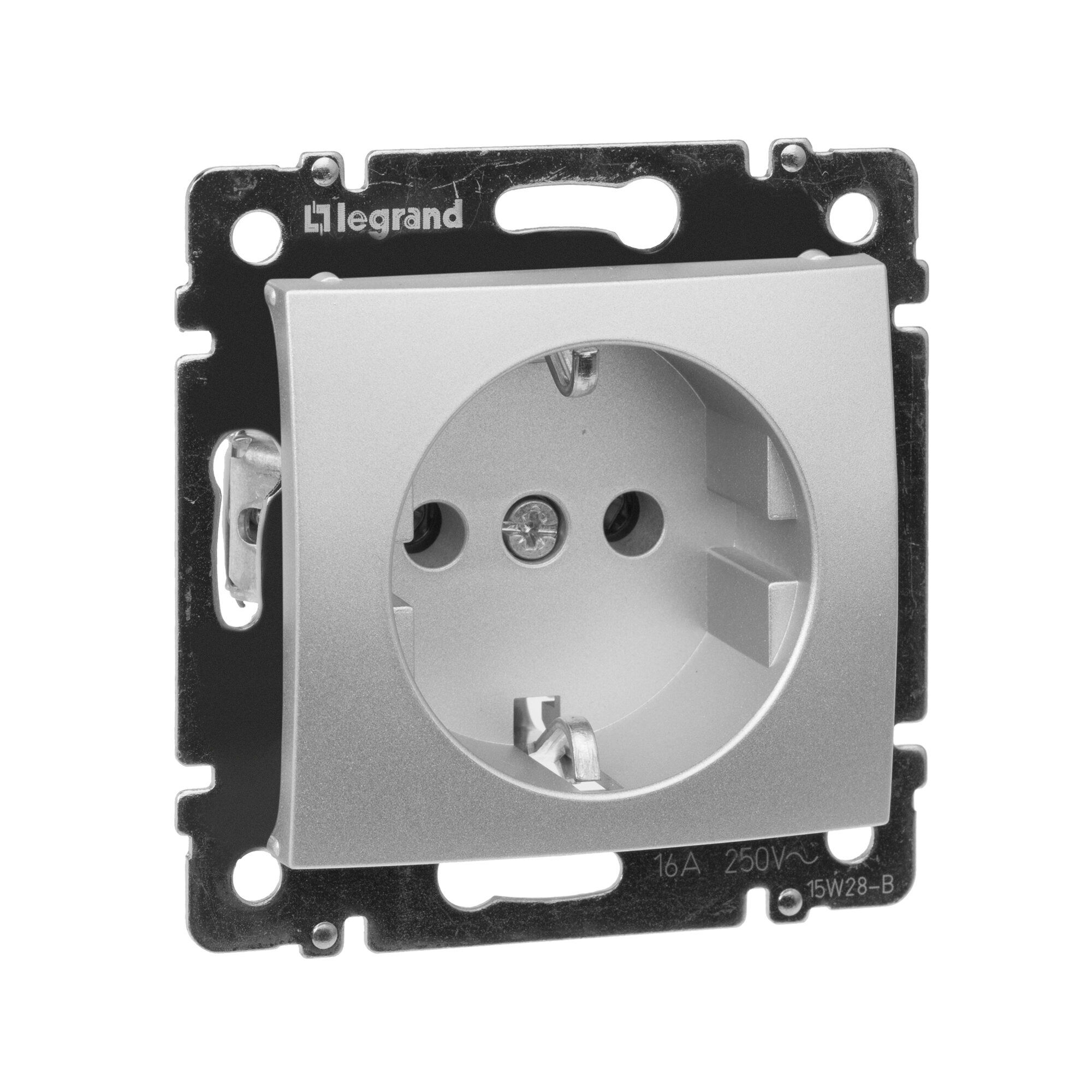 Розетка скрытая IEK 1-местная, с заземлением, без защитных шторок, 16А, алюминий, Valena