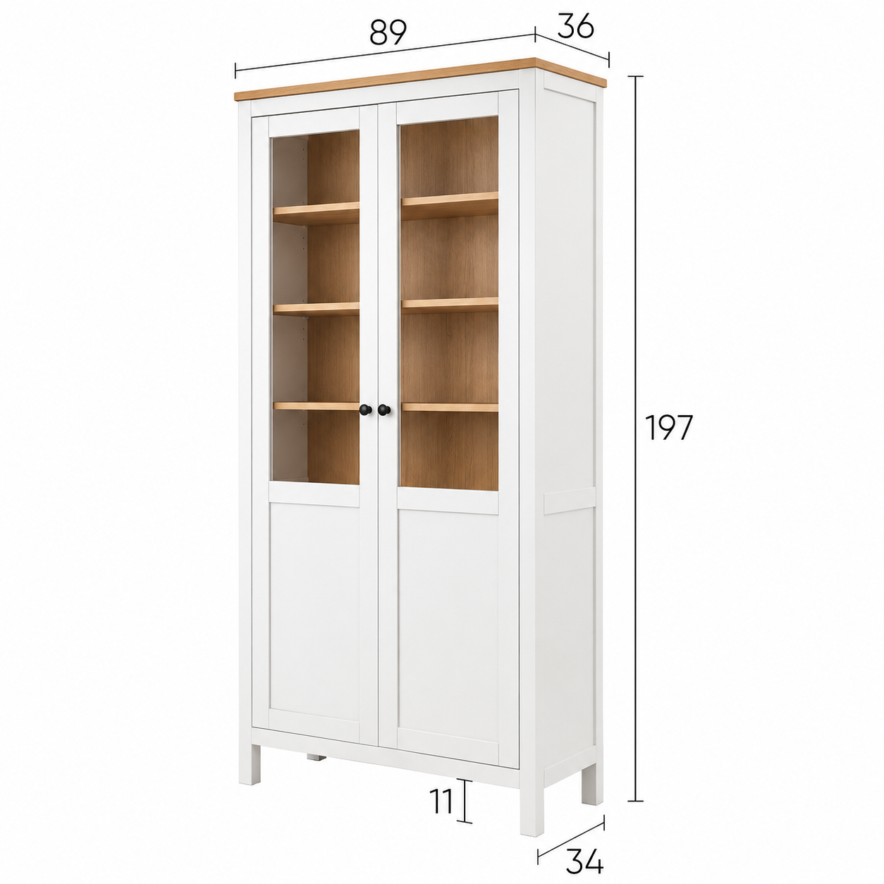 Шкаф витрина HEMNES Кымор с дверями пн/ст, массив сосны, цвет белый/светло-коричневый, (икеа)