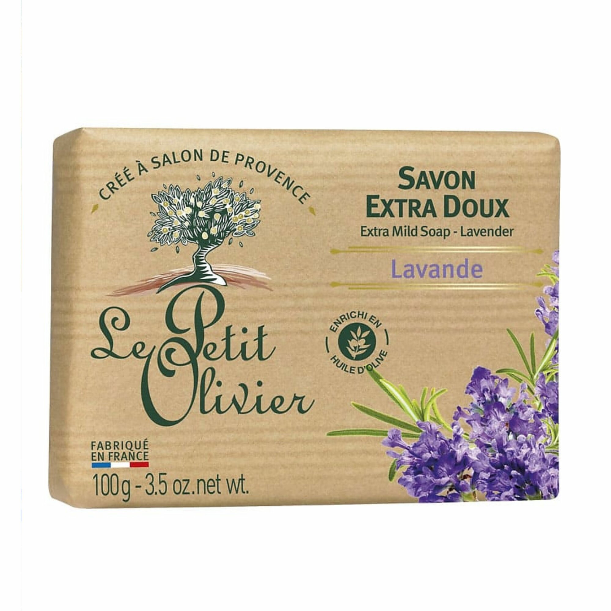 LE PETIT OLIVIER Мыло экстра нежное питательное Лаванда Lavender Soap, 100 г.