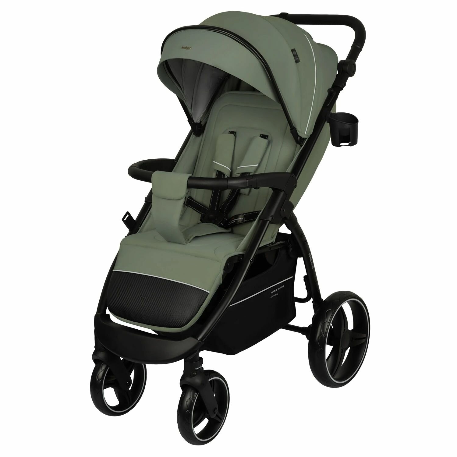 Коляска прогулочная Indigo EPICA XL NEW,2026 г, с большими колесами, с двойной тканью, утеплителем по всей коляске и регулируемой ручкой. Цвет: Светло-зеленый