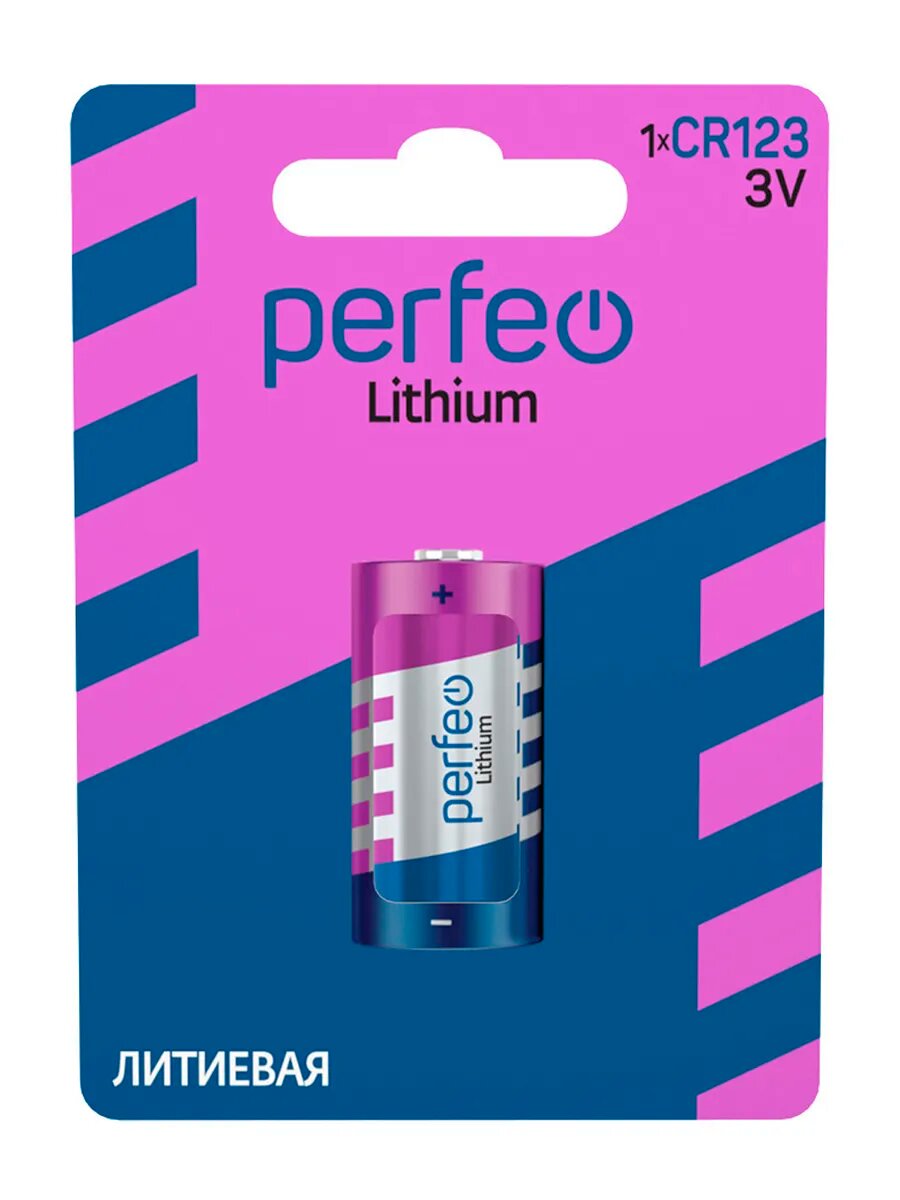 Батарейка Perfeo CR123 16340 (Tenergy 30200, R123), 3В, литиевая, 1 шт