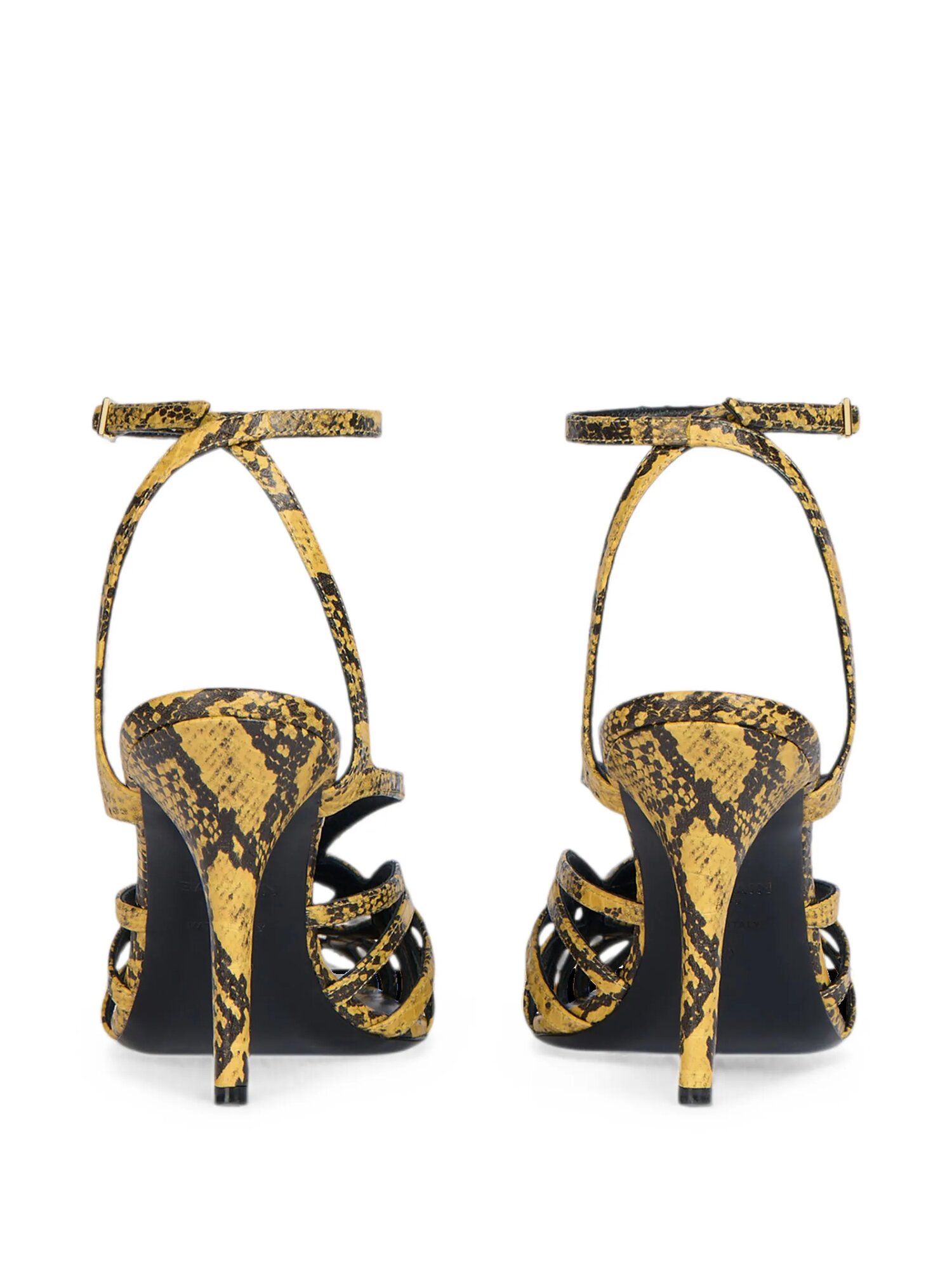 Сандалии BALMAIN Python-effect cage sandals, размер 38, светло-желтый — фото 1