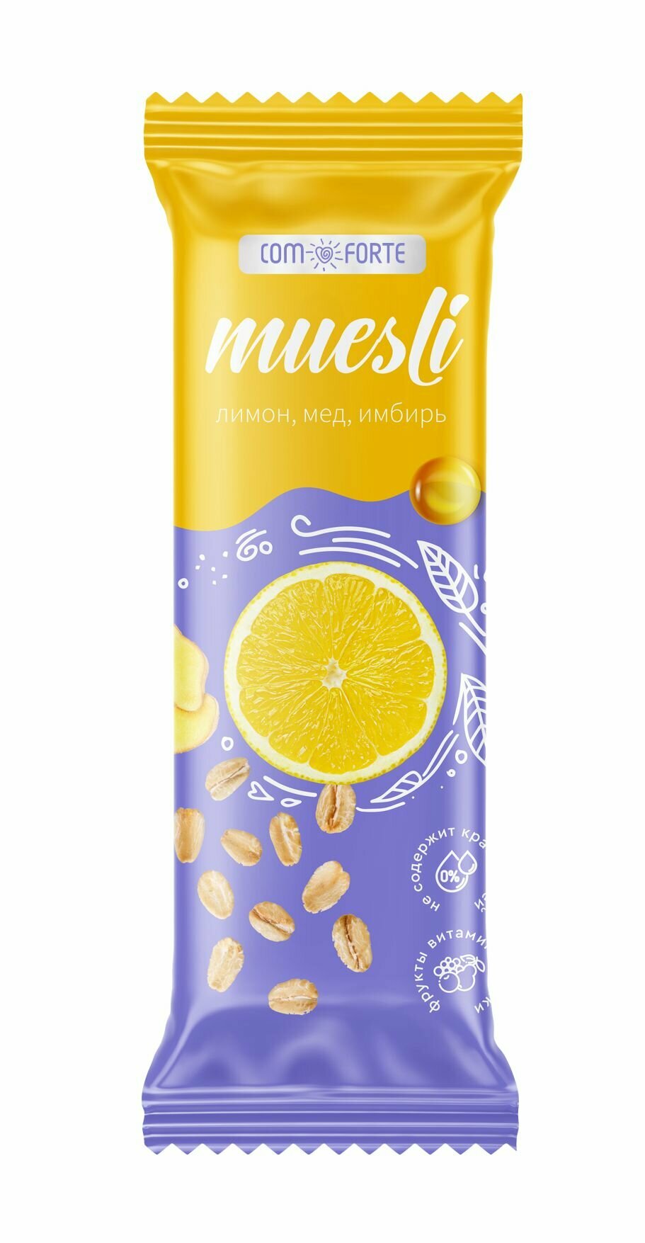 Батончик мюсли Лимон, мед, имбирь 1 шт 50 г ComForte