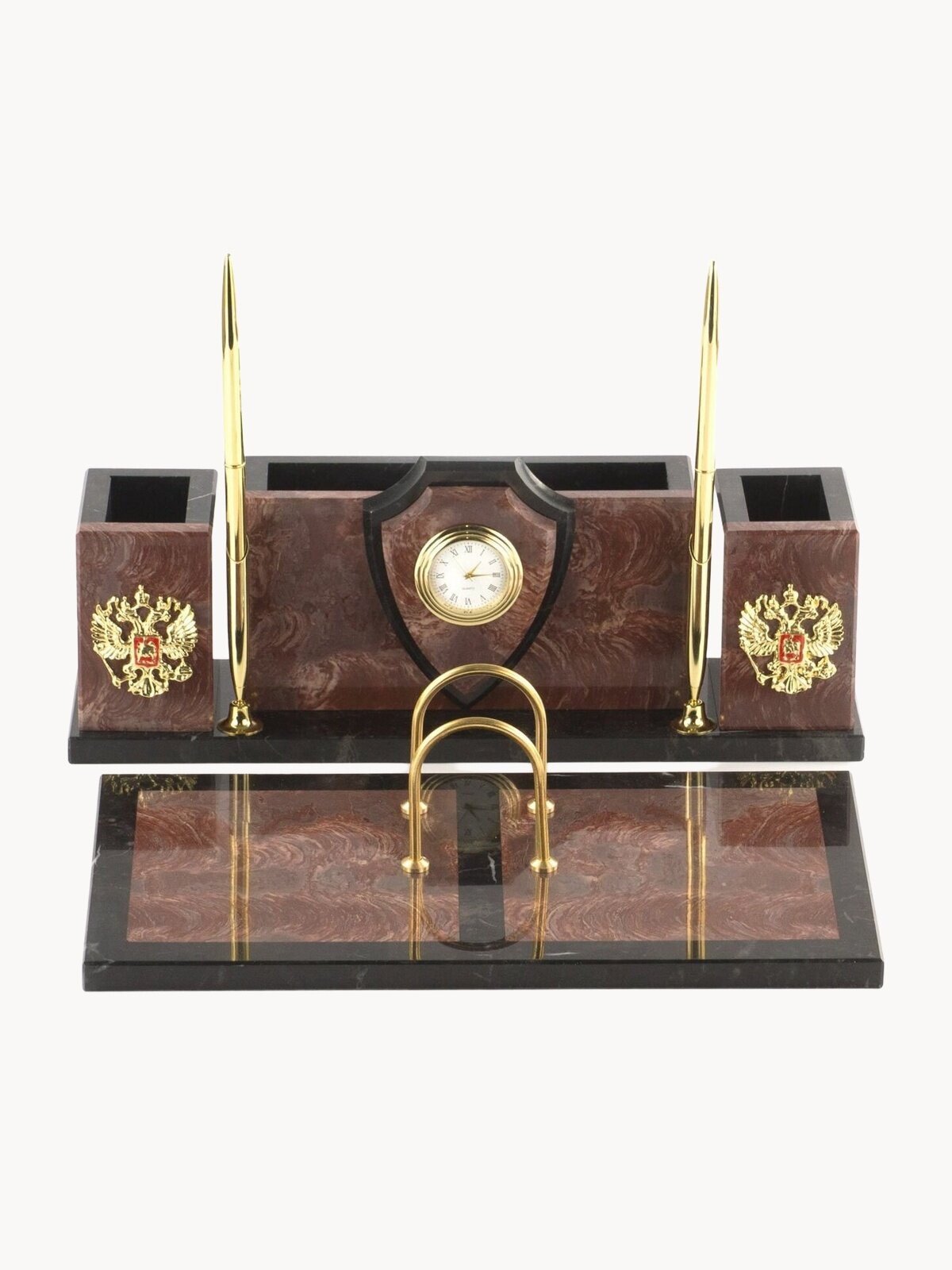 Письменный набор "Щит" из камня лемезит 121241