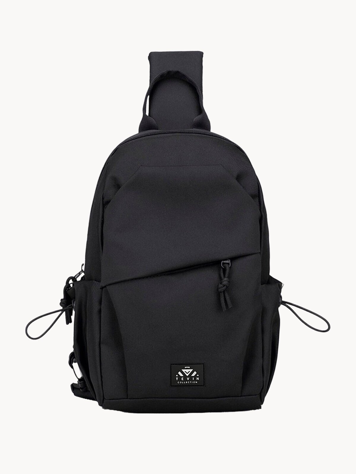 Рюкзак мужской, женский черный, городской, повседневный на молнии, стильный и модный TEVIN
