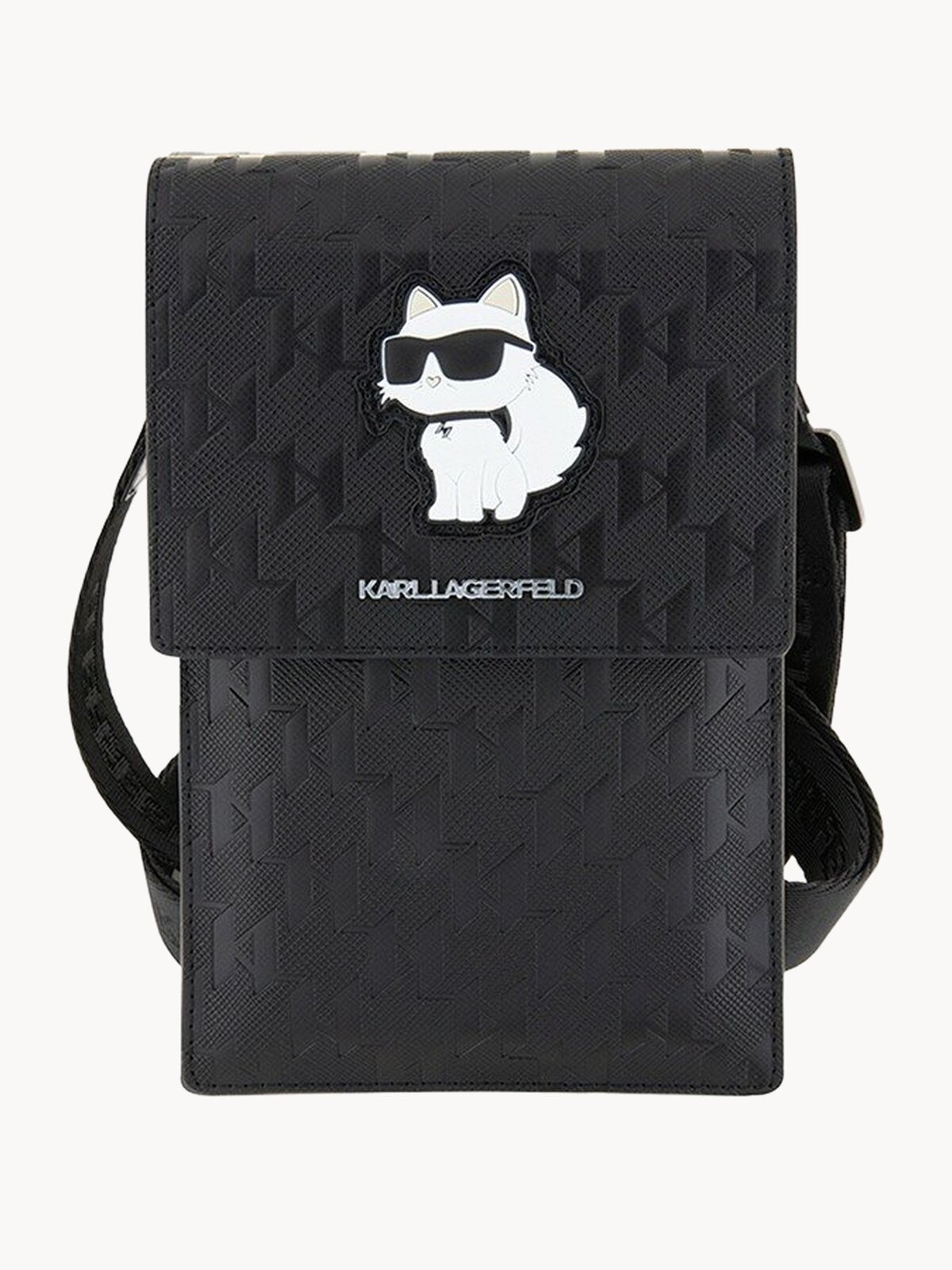 Karl Lagerfeld сумка для смартфонов, PU кожа Saffiano Monogram NFT Choupette Black