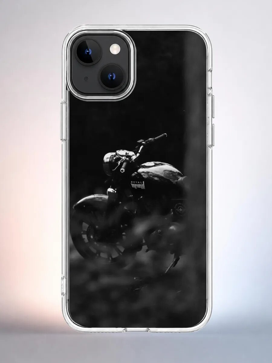 Чехол iPhone 13 мотоцикл кафе-рейсер силиконовый