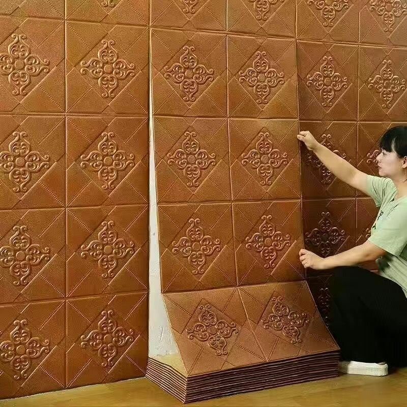 3D Самоклеющаяся стеновая панель с пленкой 70 смx10м ПВХ для интерьера, мягкая декоративная плитка на стены