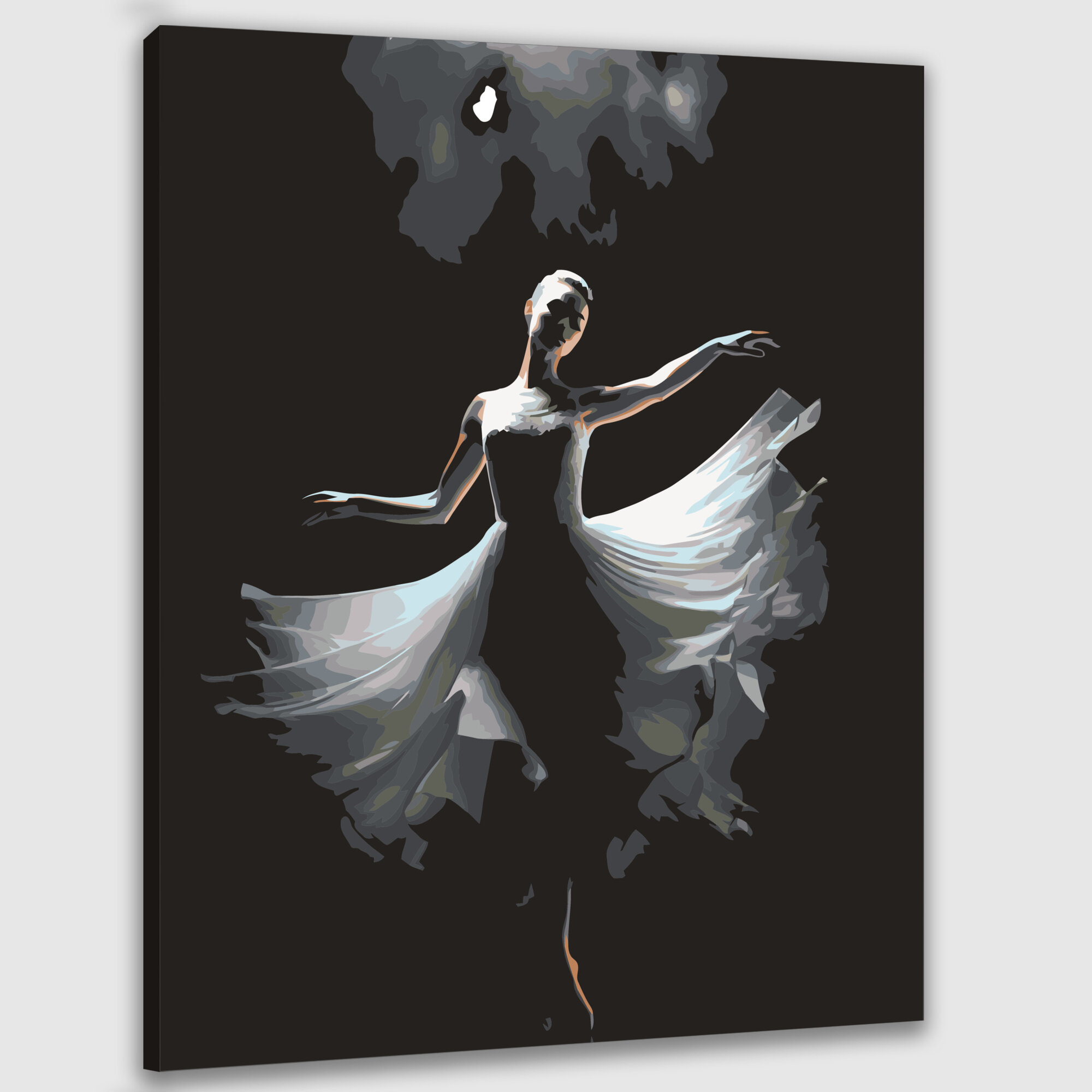 Картина по номерам 40x50 см, балерина, прыжок, воздух, грация, движение, время, фон, свет, тень, фотография, ISO