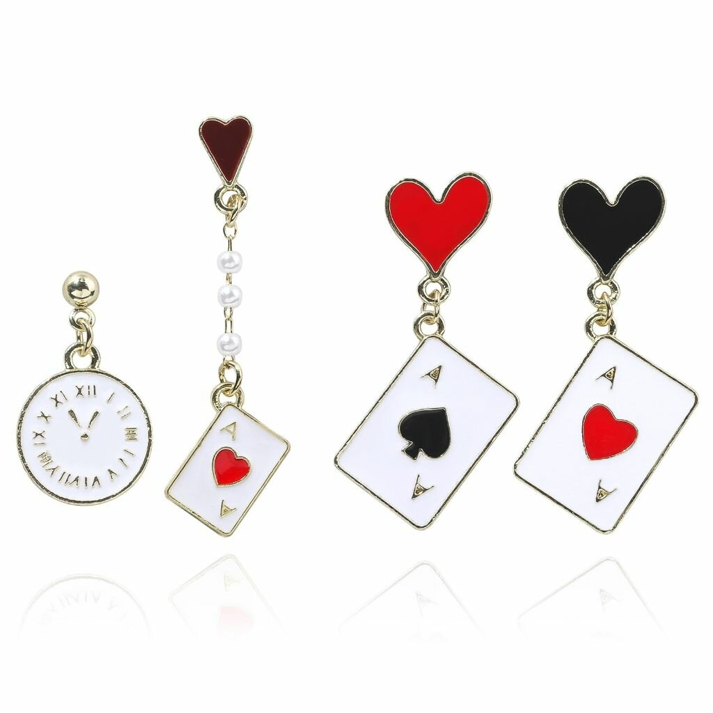 2 пары модных серег в форме карт для покера, аксессуары для праздников и встреч