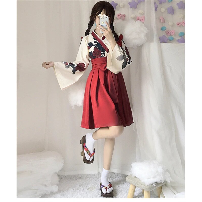 Женское кимоно платье YI NA SHENG WU Бордовый, M, red short sets