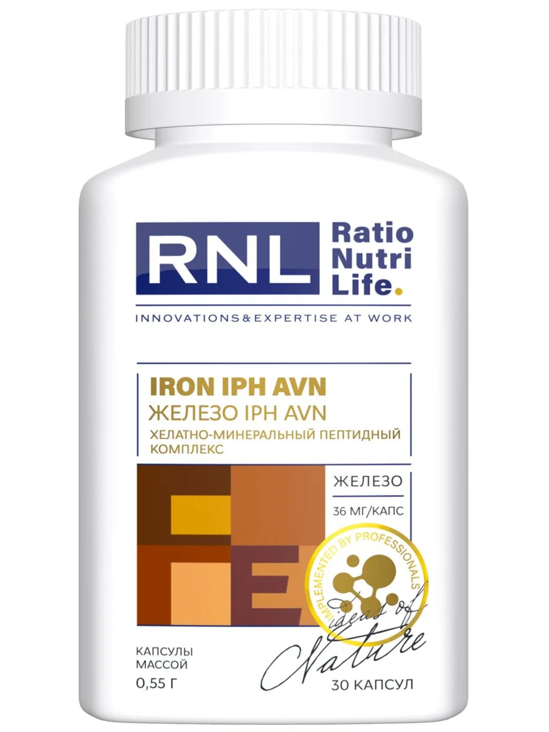 Хелатно-минеральный пептидный комплекс RNL ЖЕЛЕЗО IPH AV, 30 шт.