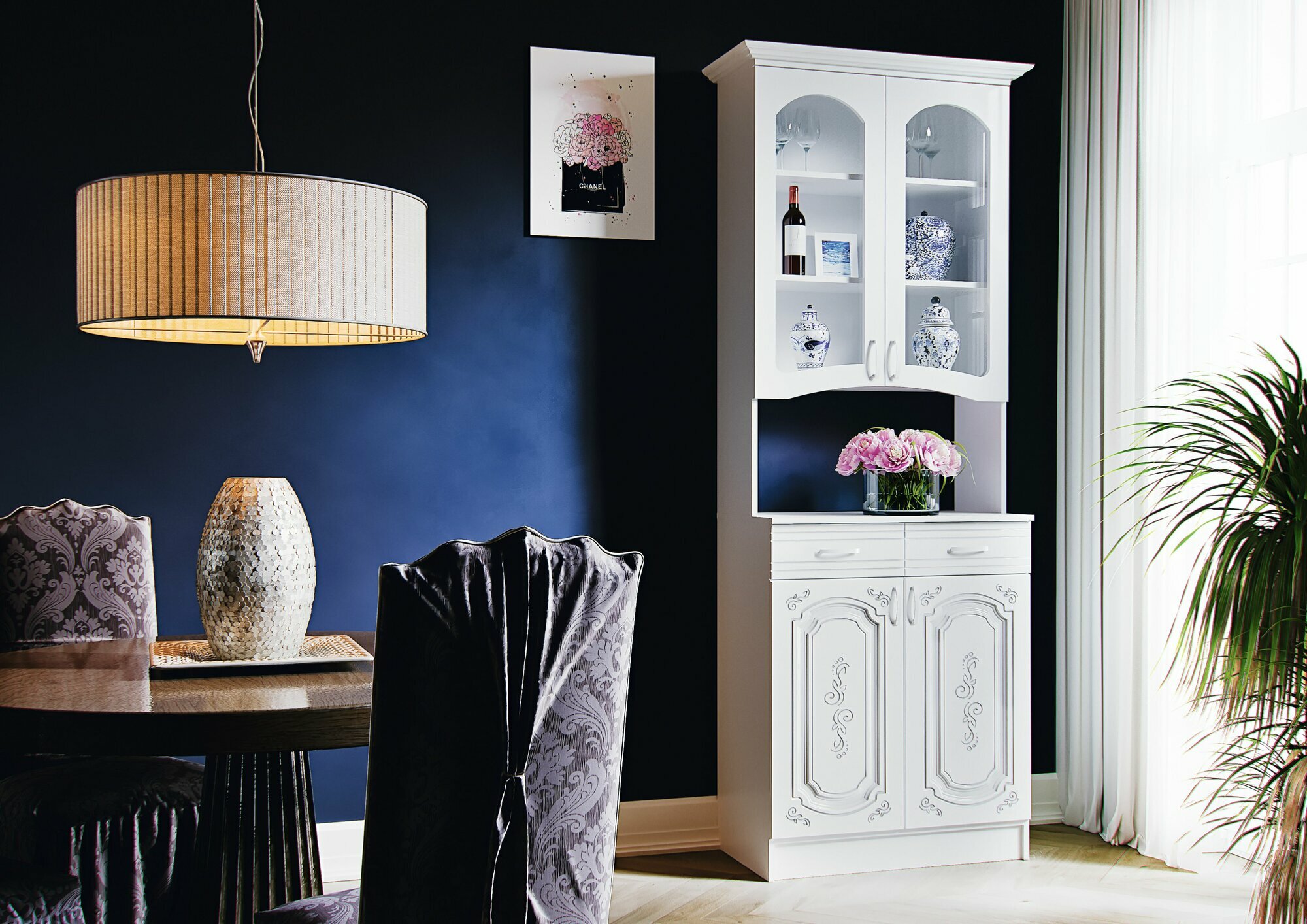 Буфет 2-х створчатый Лиза-2 (Белый глянец) (Миф)