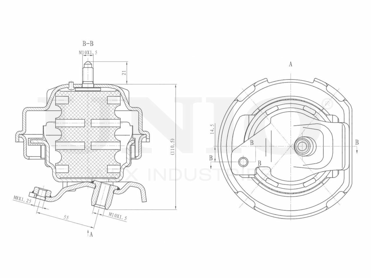 Опора двигателя передняя, для Фольксваген Пассат B3, B4 88-, Гольф II 85-, Джетта 87-, Volkswagen Passat Golf Jetta 87- артикул RMP-15002 производителя UNIO