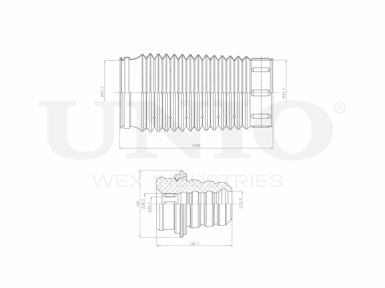 Комплект пыльник и отбойник (по 2 шт.), для Пежо Боксер III 06-, Ситроен Джампер Фиат Дукато (250) Peugeot Boxer Citroen Jumper Fiat Ducato 06-, артикул DUC-50066, производителя UNIO