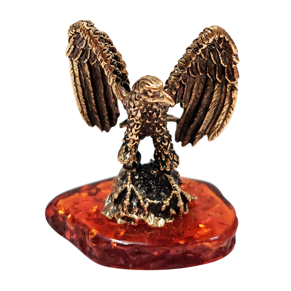 Фигурка из бронзы ручной работы "Орёл покоритель степей", с янтарём