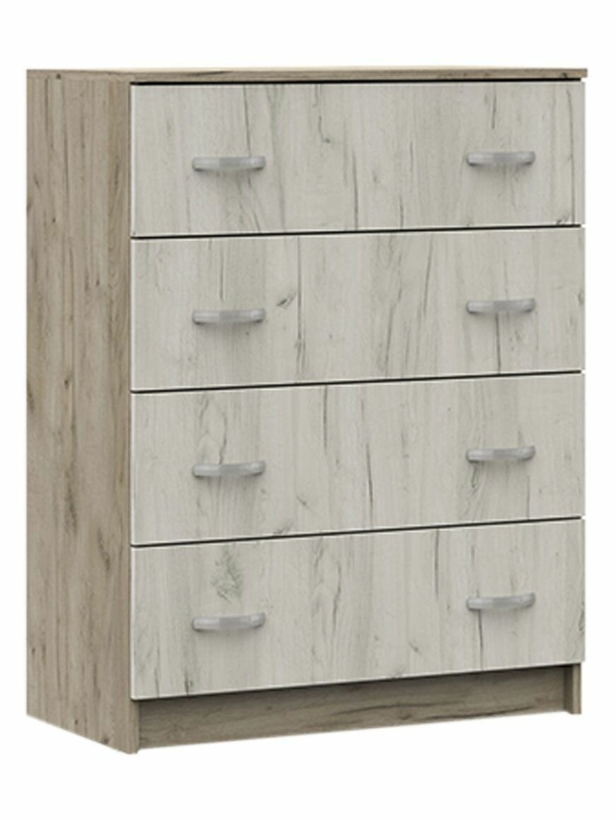 Комод для одежды и хранения вещей Бриз с ящиками, 80х41.8х104 см, Дуб Крафт серый / Дуб Крафт белый