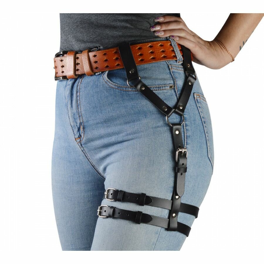 Гартера СК-Визит "Афродита", натуральная кожа, цвет черный, размер 42-46