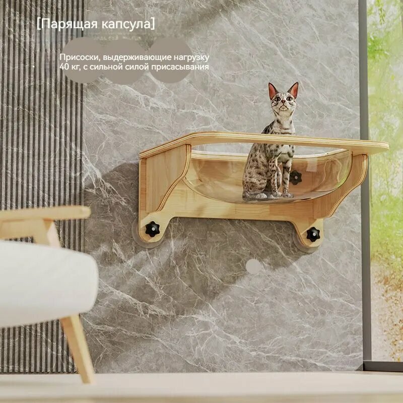 Кровать-лежак Muse, для кошек, прозрачная, настенная, двуспальная