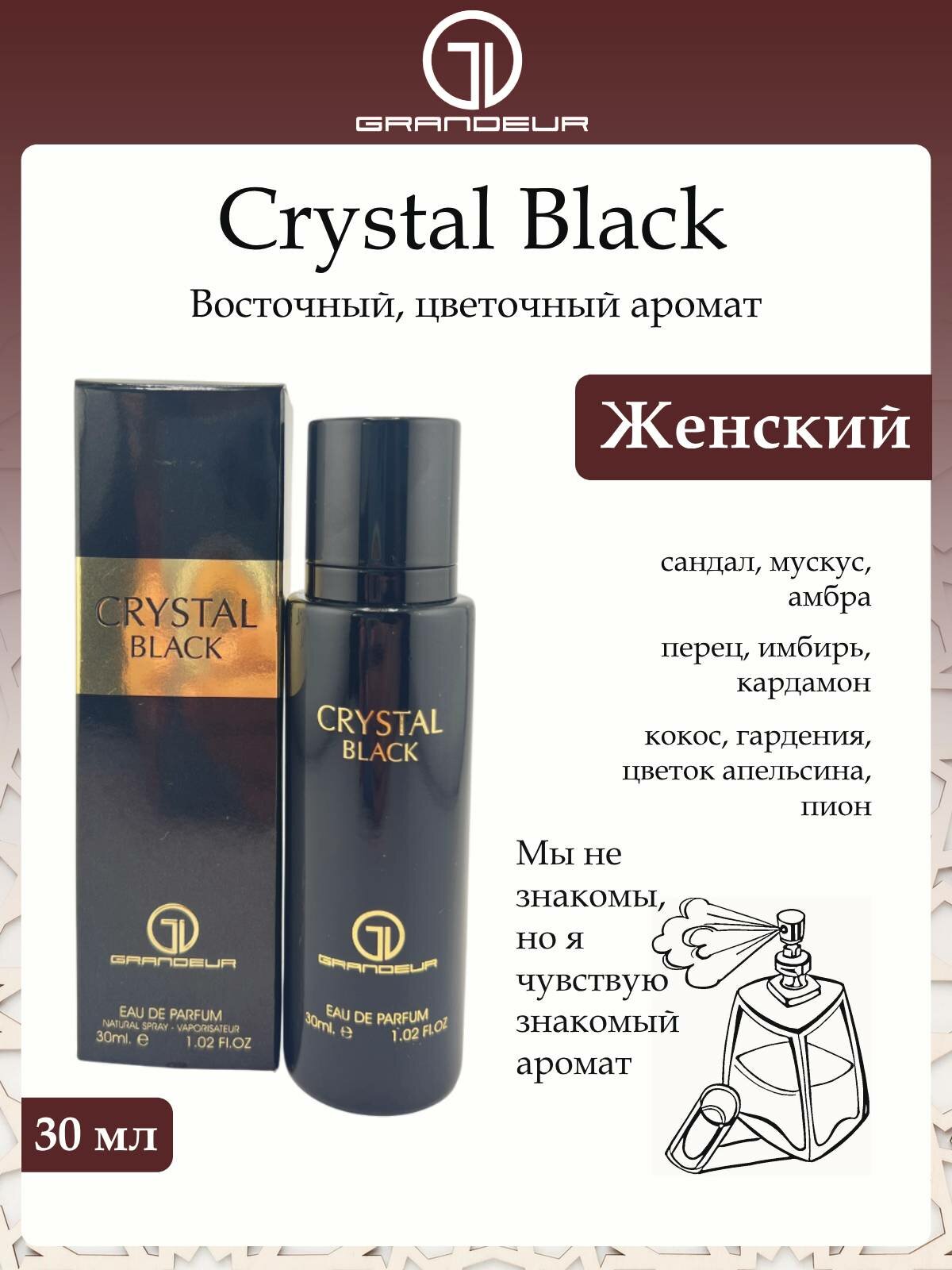 Парфюмерная вода Женская Grandeur Perfume Crystal Black (edp) 30мл
