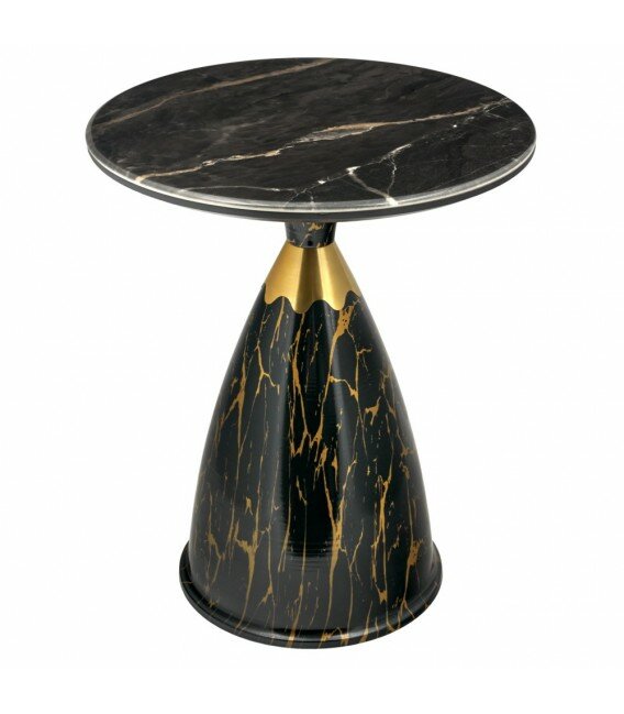 Кофейный столик Secret диам.40см x 54см, чёрный мрамор, металл, керамика